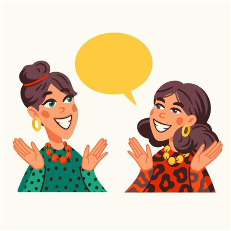 Talking Girls Young Females Having A Chat Flat Vector Illustration