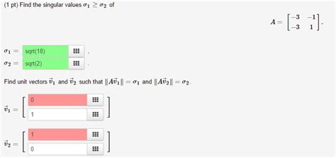 linear algebra find unit singular vectors for two known singular