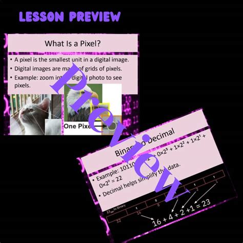 1 Bit Binary Image Pixel Representation Lessonguided Notespractice No Prep