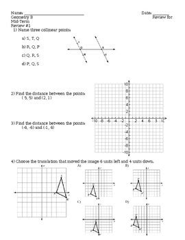 Geometry Midterm Review 1 By Counting Corner TPT