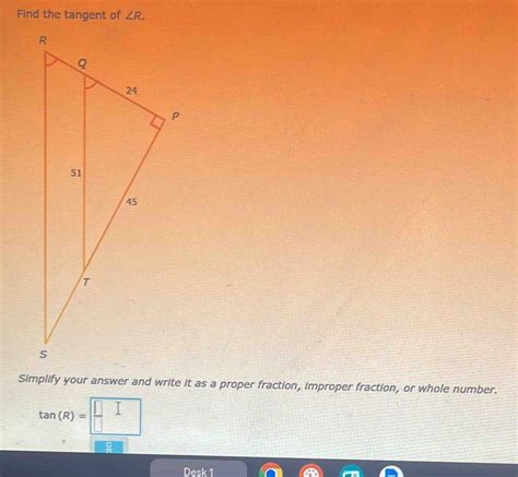 solved find the tangent of ∠ r simplify your answer and write it as a