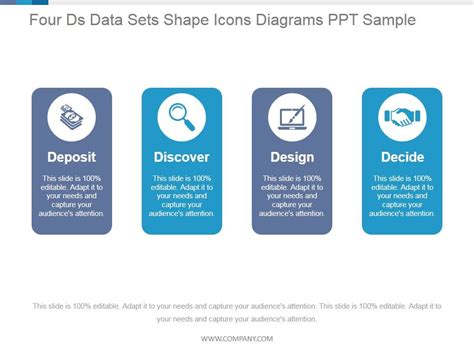 Four Ds Data Sets Shape Icons Diagrams Ppt PowerPoint Presentation Guidelin
