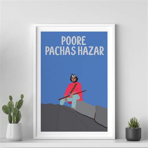 Sholay Movie Poster Arre O Sambha Kitne Aadmi Thei Hindi Movie Dialogue Desi Wall Art