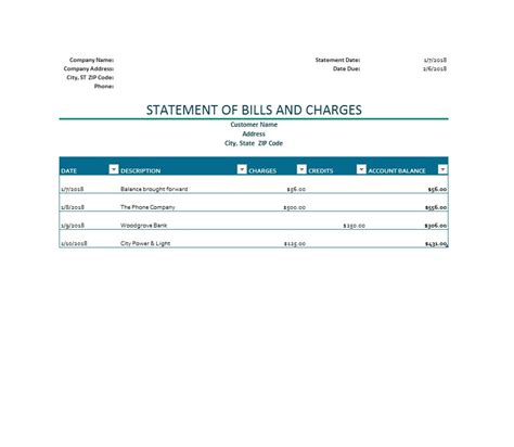 Billing Statement Templates Medical Legal Itemized MORE