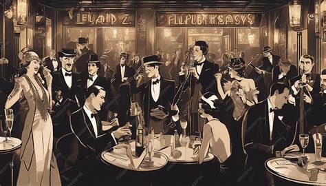 Premium Ai Image A Bustling 1920s Speakeasy With Flappers Jazz