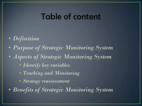 Strategic Monitoring System Ppt