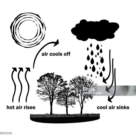 대류 과정 다이어그램 따뜻한 공기가 상승하고 차가운 공기가 가라 앉습니다 뜨겁고 차가운 공기 질량 구름 형성 과정 열 온기 및