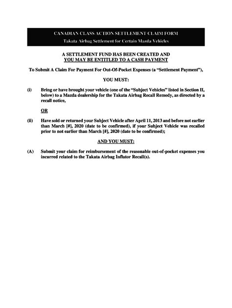 Fillable Online CANADIAN CLASS ACTION SETTLEMENT CLAIM FORM Fax Email Print PdfFiller