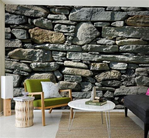 Обои под камень: 70 фото, идеи в интерьере прихожей, гостиной, кухни и ...