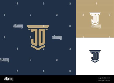 Jo Monogram Initials Logo Design With Pillar Icon Attorney Law Logo Design Inspiration Stock