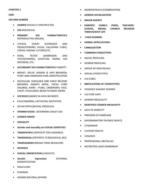 gad sex and gender reviewer notes pdf human sexuality gender