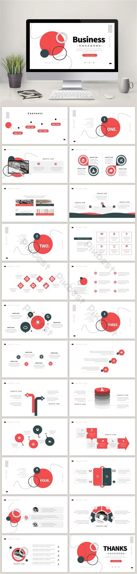 Red Simple Creative Shape PPT Template PowerPoint PPTX Template Free Download Pikbest