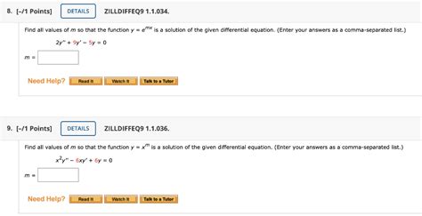 Solved 8 1 Points] Details Zilldiffeq9 1 1 034 Find All