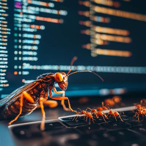 Closeup Of A Cockroach On The Keyboard Of A Computer Premium Ai