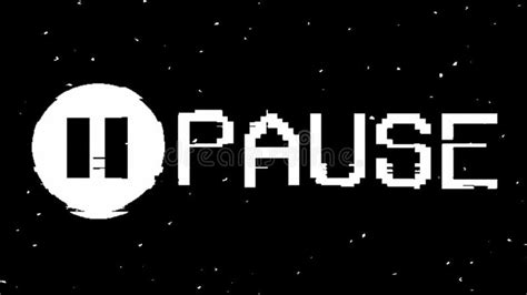 Pause Text Animation With Glitch And Vhs Noise Effect On A Letters On