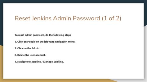 Ppt How To Reset Jenkins Password Powerpoint Presentation Free Download Id11311881