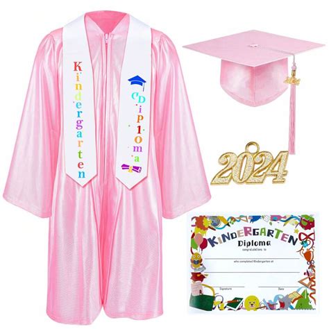 Kindergarten Graduation Gown Cap Tassel Set 2024 With Charms Graduation