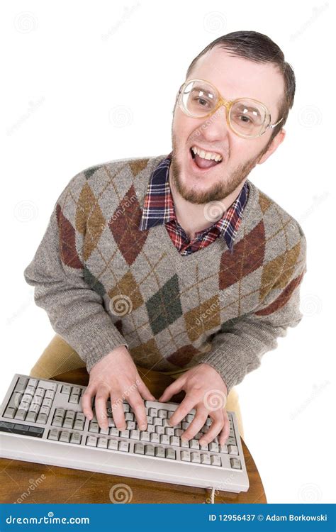 Nerd With Keyboard Stock Image Image Of Babework Search