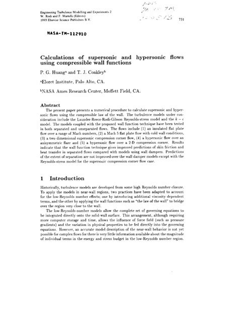 Calculating Supersonic And Hypersonic Flows Uing Compressible Wall Functions Pdf