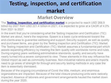 Ppt Testing Inspection And Certification Tic Market Powerpoint Presentation Free To