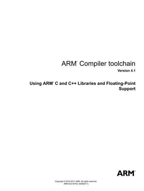 pdf arm compiler toolchain using arm c and c libraries and