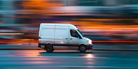 Premium Photo Speedy Delivery Van Rushing With Blazing Wheels On The Highway Concept Highspeed