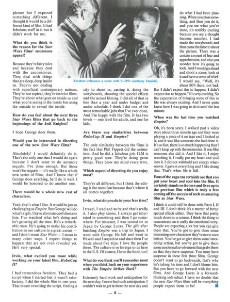 Irvin Kershner Remembering The Empire Strikes Back From The Lucasfilm Fan Club 11 1990