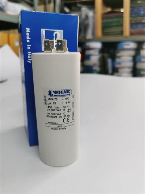 แคปมอเตอร์ Comar คาปาซิเตอร์ 75uf คอนเดนเซอร์แบบเสียบ 450v Made In Italy Th