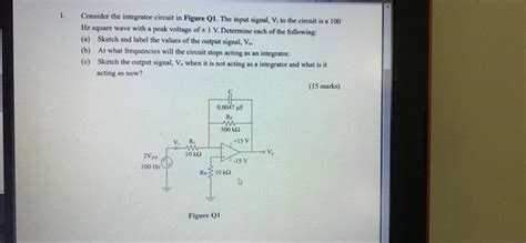 Solved 1 Consider The Integrator Circuit In Figure Q1 The