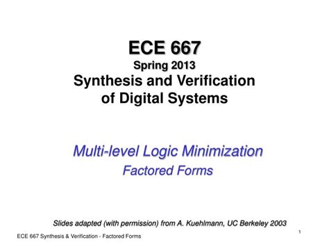 PPT ECE Spring Synthesis And Verification Of Digital Systems PowerPoint Presentation