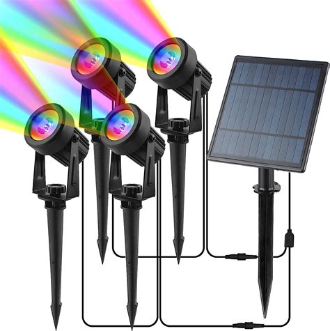 COERSLUX Solar Spot Lights Outdoor Garden RGB Solar Spotlights Color Changing Garden Uplighters