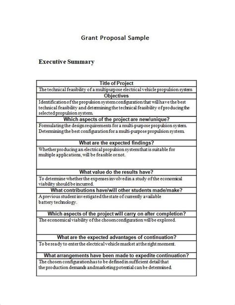 Printable Grant Proposal Template
