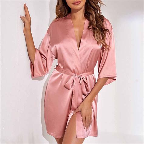 Xysaqa Womens Satin Silk Robe Women Lightweight Kimono Bathrobe Short