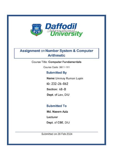 Assignment Of Computer Fundamentals Daffodil International