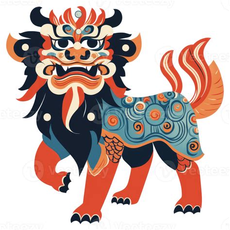 A Vibrant Illustration Of A Traditional Chinese Guardian Lion 60765701 Png