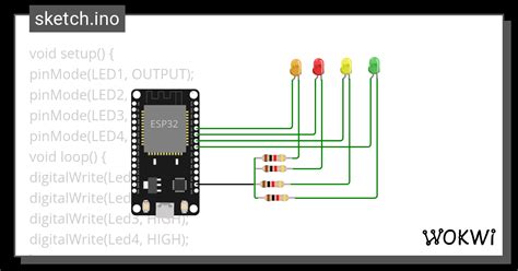 เชื่อมต่อวงจร ไฟวิ่ง Wokwi Esp32 Stm32 Arduino Simulator