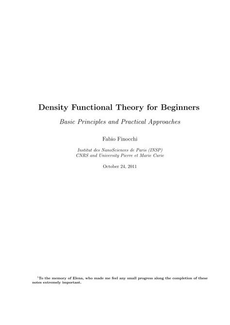 pdf density functional theory for beginners attaccalite · density