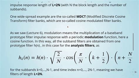 Multirate Signal Processing 13 Mdct 02 Mdct Youtube