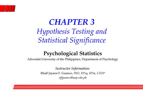 Chapter Hypothesis Testing AND Significance CHAPTER Hypothesis Testing And Statistical