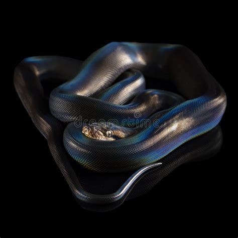 Reticulated Python On Black Background Stock Photo Image Of Biology Blue
