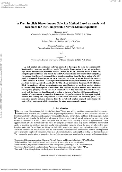 Pdf A Fast Implicit Discontinuous Galerkin Method Based On