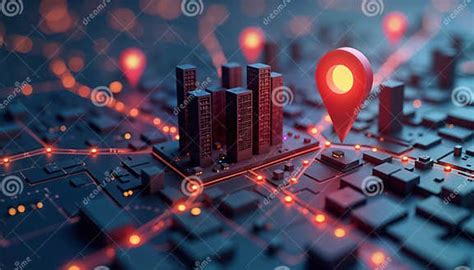Miniature City Model Geofencing Tech Urban Area Displayed With