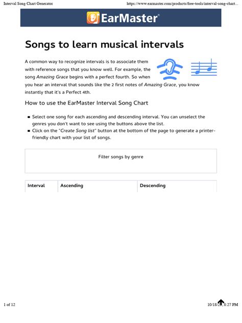 Interval Song Chart Generator Pdf