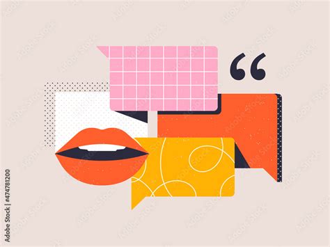 Speech Communication Open Mouth Conversation Bubbles And Quote
