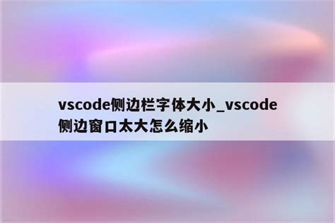 vscode侧边栏字体大小 vscode侧边窗口太大怎么缩小 陕西卓智工作室