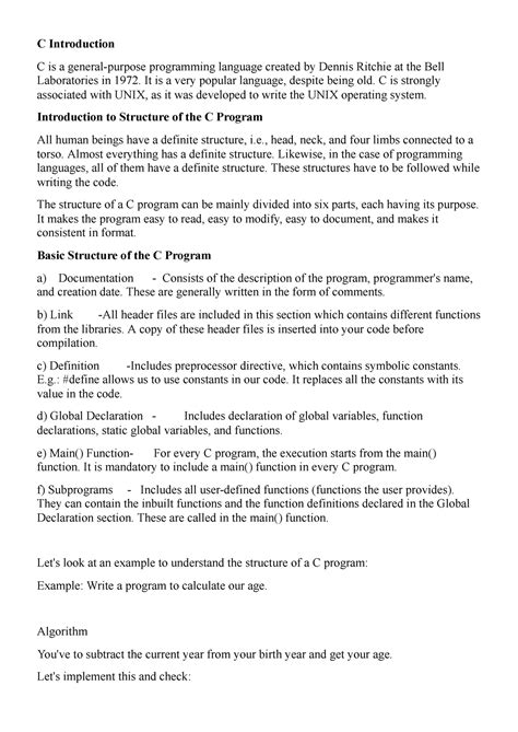 1st Intro And Stru C Introduction C Is A General Purpose Programming Language Created By