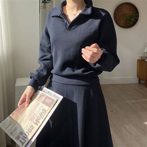 윈터 기모 카라 맨투맨 도톰 티셔츠 A라인 롱 밴딩 스커트 세트 겨울 따뜻한 데일리 트레이닝 홈웨어 집앞 여행 투피스2color