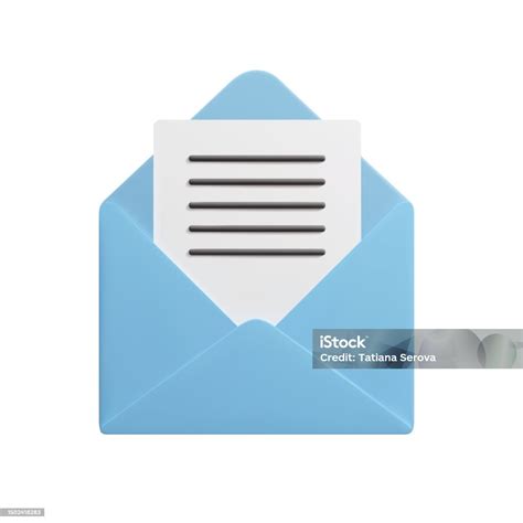 흰색 배경에 격리된 3d 우편 편지 봉투 종이 편지가 들어있는 파란색 열린 메일 봉투 새 메시지 기호 기호 장식 요소입니다 다채로운 만화 스타일의 3d 벡터 그림입니다 0
