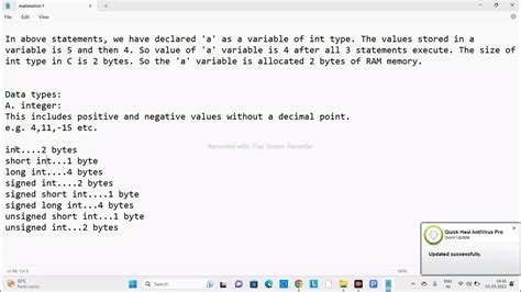 Lecture On Variables And Data Types And Constants C Language Course By Nadkarni Sir Youtube