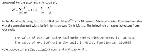 Solved 20 Points For The Exponential Function E 11 €